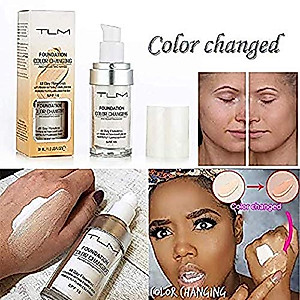 TLM Foundation Color Changing,TLM Colour Changing Liquid Foundation Hides Wrinkles & Lines, BB Cream Makeup Base Concealer Cover Moisturizing Fluid for all Skin Tone SPF15-30ML