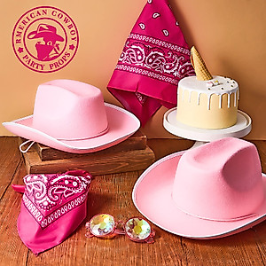 Tarpop 24 Pieces Pink Cowgirl Hat Feather with Paisley Bandanas for Western Cowgirl Party Costume Accessories(Cute Style)