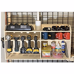 Factory Crafts Cordless Drill Tool Holder Organization Rack Wood Shelf Case Organizer 5-Slot Multi Storage