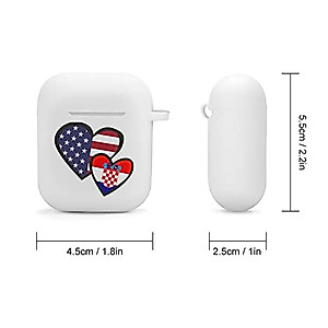 Interlocking Hearts American Croatia Flag Silicone AirPods Case Protective Cover Compatible with AirPods 2 & 1 with Keychain