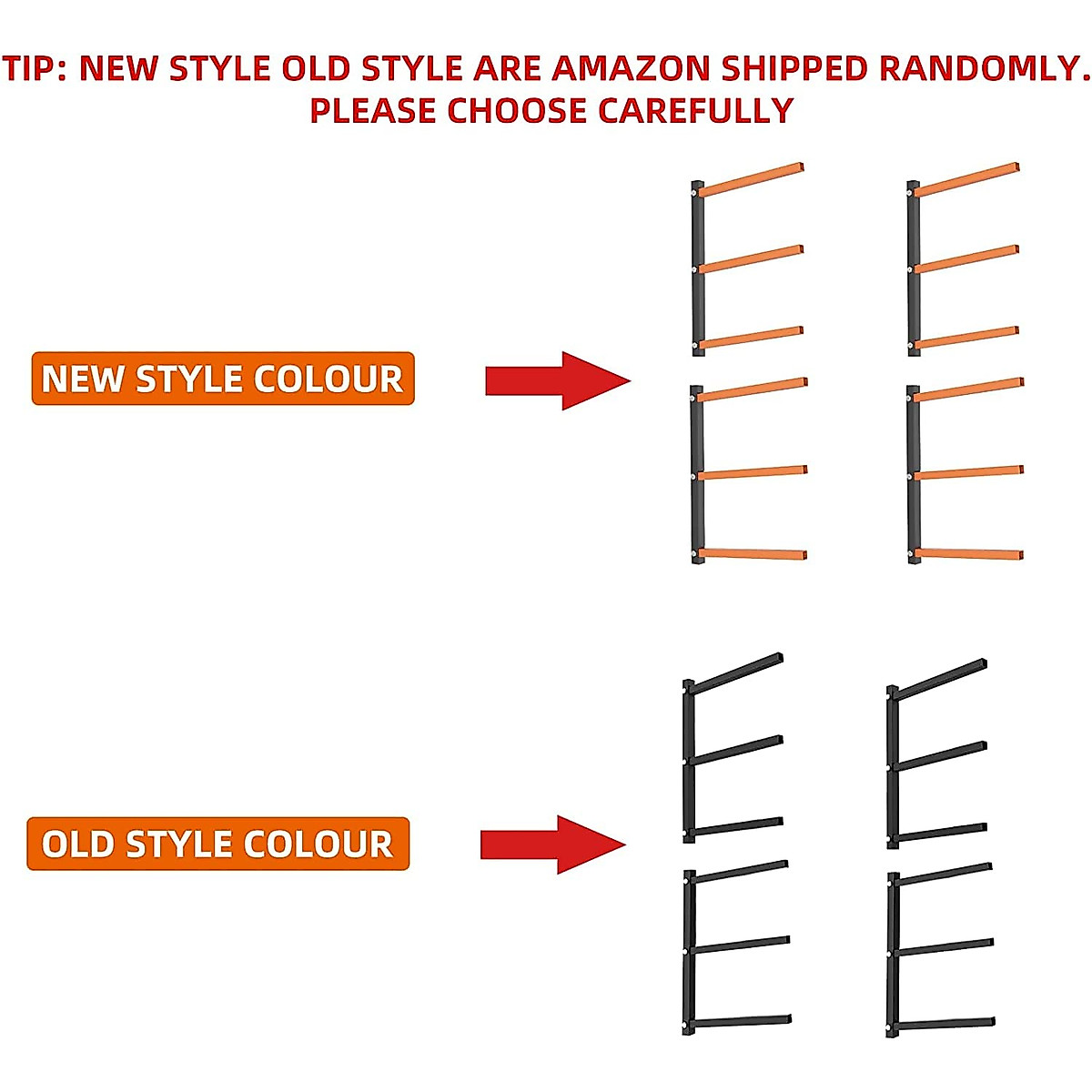 ZWanPing Lumber Storage Rack,Lumber Rack Wall Mount Wood Organizer and Lumber Storage Metal Rack with 3-Level - Indoor & Outdoor Use, 4 Pack