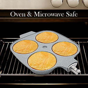 RANXINGST Ceramic Egg Frying Pan with Lid, Nonstick 4 Cup Fried Egg Pan with Detachable Handle, Omelette Pan Induction Compatible - Blue