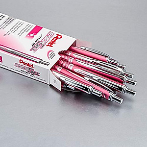 Pentel 0.7 mm Tip EnerGel Sterling Black Ink Pen - Pink (Pack of 12)