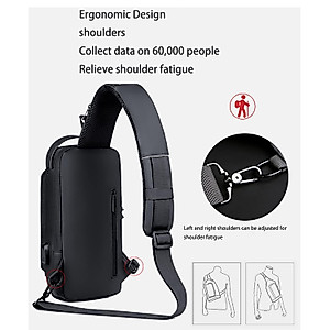 Anti Theft Sling Bag, USB Charge Sport Crossbody Anti-Theft Shoulder Backpack, Anti-Theft Sling Chest Bag (Ash-gold)