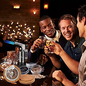 Cocktail Smoker Kit, Whiskey Smoker Kit with Torch, Old Fashion Bourbon Drink Smoker, 4 Flavor Wood Chips Drink Smoker Infuser Kit for Men, Dad, Husband, Friends Gift.
