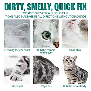 fatdaa Pet Grooming Glove Wipes for Dogs and Cats 6 pcs, Dog Wipes, Cat Wipes, Pet Wipes No Rinse Disposable Cleaning Massage Gloves, Pet Grooming Pet Washing,Made from Cotton，Easy Bath(6PCS)