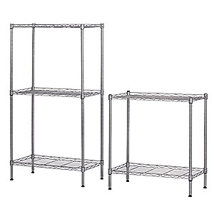 XIAOSENLIN 5 Tier Wire Shelving Metal Storage Rack Adjustable Shelves, Standing Storage Shelf Units for Laundry Bathroom Kitchen Pantry Closet (Silver1-5-Tier)