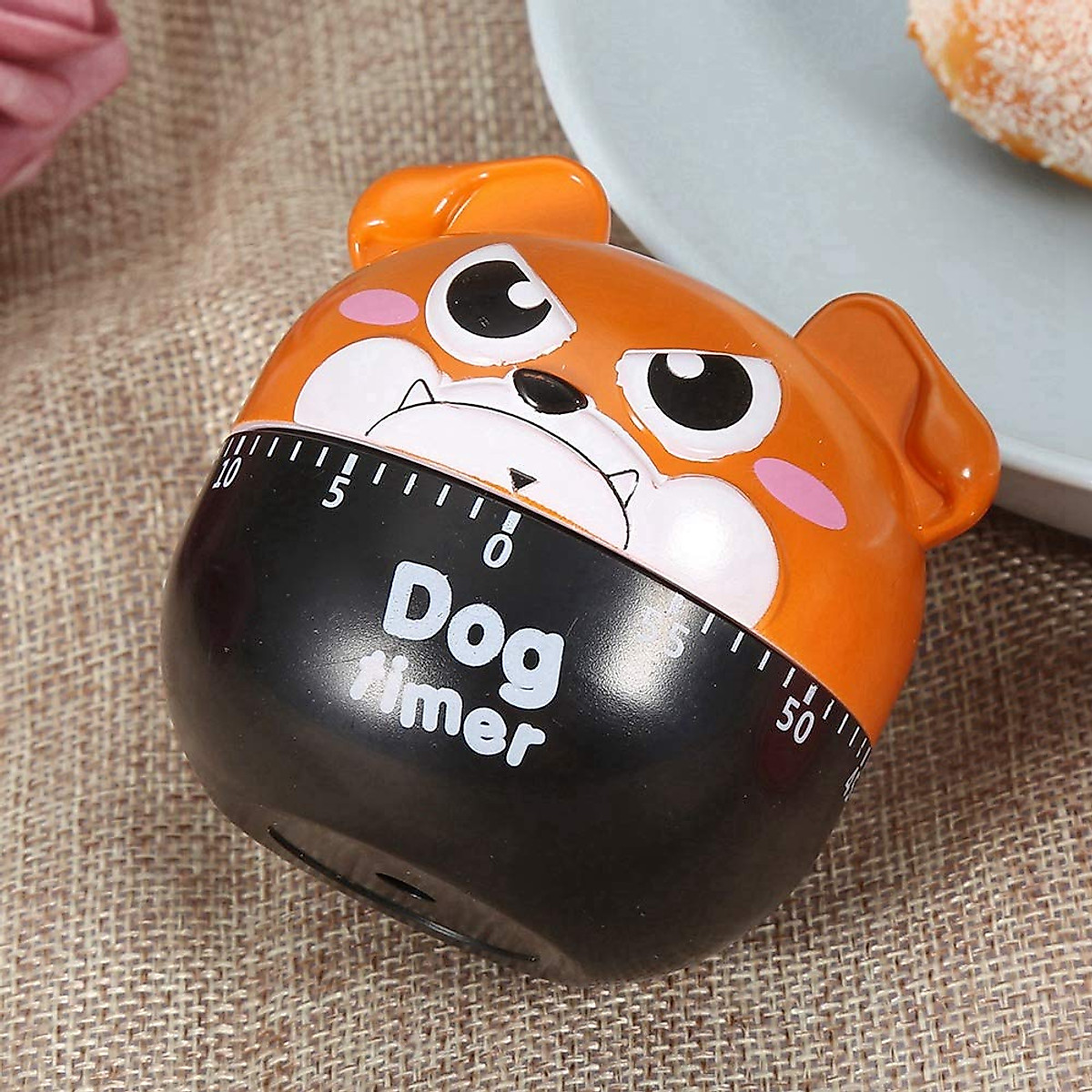 Mechanical Kitchen Timer Cute Dog Shape 55-Minute Countdown Timer No Battery Required Clock Cooking Baking Reminder Timing Tool(Brown)