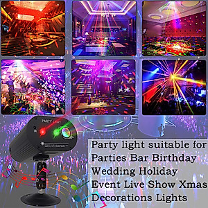 Party Lights Disco Lights,Sound Activated Strobe Light with Remote Control Stage Lights,DJ Lights Various Patterns Projector Effect for Bar Club Birthday Parties Christmas Holiday Party Decorations