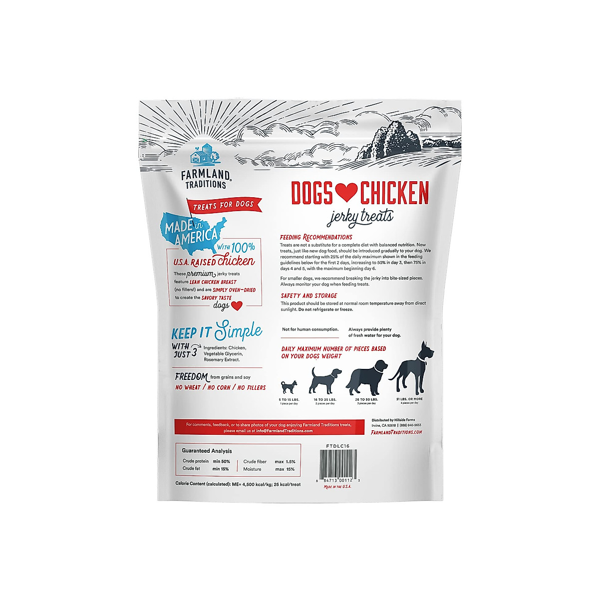 Farmland Traditions Filler Free Dogs Love Chicken Premium Jerky Treats for Dogs (2 lb)