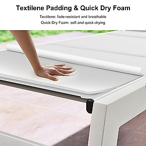 PURPLE LEAF Outdoor Chaise Lounge Set Adjustable Sunbathing Recliner with Side Table for Poolside Beach Outside Patio Aluminum Chaise Lounger Cream