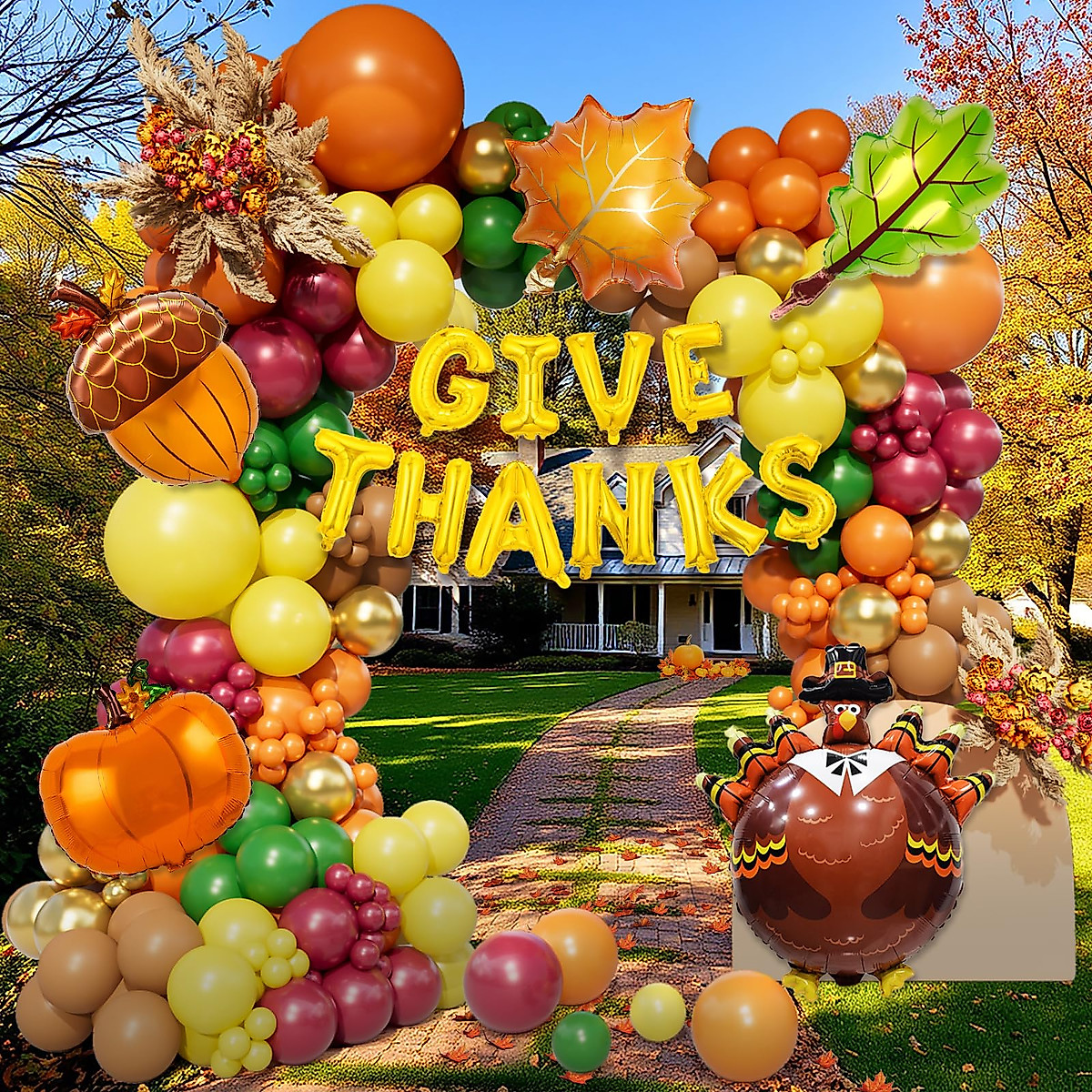 Wecepar 164pcs Fall Balloons Garland Arch Kit Thanksgiving Burnt Orange Coffee Brown Burgundy Gold Balloons for Fall Thanksgiving Little Pumpkin Autumn Harvest Birthday Baby Shower Party Decorations