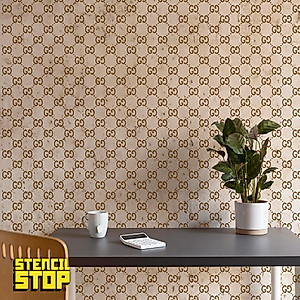 GG Pattern Stencil - Seamless Repeating Design for DIY, Walls, Decor - Durable 14 Mil Mylar Plastic (12 x 12 inches)