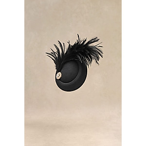 BABEYOND Fascinator Hat for Women Tea Party Kentucky Derby Fascinator Hat Pillbox Hat Peacock Feather Fascinator (Black)
