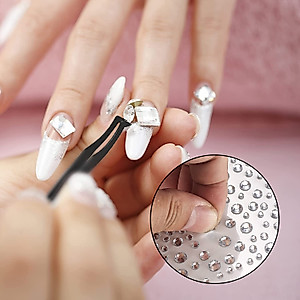 QOOSIKICC 5 Sheets Rhinestones Stickers Self Adhesive, Clear Stick on Crystal Diamond Gems Stickers, Bling Craft Jewels Gems Stickers for Nails Face Makeup Decoration Rhinestones Gems Stickers