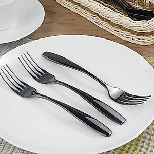 Wekioger 12 Piece Stainless Steel Table Fork Set, 8 Inch Dinner Forks, Black