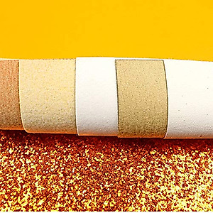 Yuanchuan 7Pcs/Set 8.3" x 12"(21cm x 30cm) A4 Bundle Leather Sheets Mixed Golden Series Solid Colors Texture Embossed Faux Leather Sheets Glitter Faux Leather Fabric Bow Earrings Making DIY Craft (Golden Set)