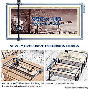 SCULPFUN S9 Laser Engraver, 90W Effect High Precision CNC Laser Engraving Cutting Machine, High Energy Laser Cutter for 15mm Wood, 0.06mm Ultra-Fine Fixed-Focus Compressed Spot, Expandable Area