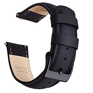 Ritche Genuine Black Leather Watch Bands 22mm Classic Vintage Quick Release Top Grain Leather Watch Strap, White Elephant Gifts, Stocking Stuffers for Men