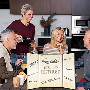 Viogtmca Black Gold Retirement Party Decorations Large Retirement Card Signing Happy Retirement Guest Book Creative Retirement Card for Men Women
