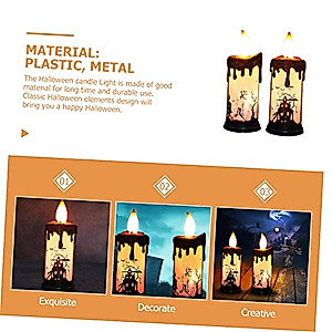 Halloween Snow Globe 2pcs LED Candle Light Fall Candles Halloween Snow Globe Halloween Lamp Home Decorations Goblincore Room Decor Candle Holder Decor Lamp Lights