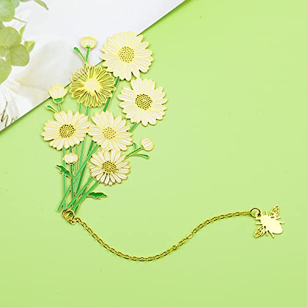 Fantasyon Daisy Metal Bookmark for Book Lovers Teacher's Day Anniversary Christmas Birthday Graduation Valentine's Day Gifts for Women Girl Readers Book Markers