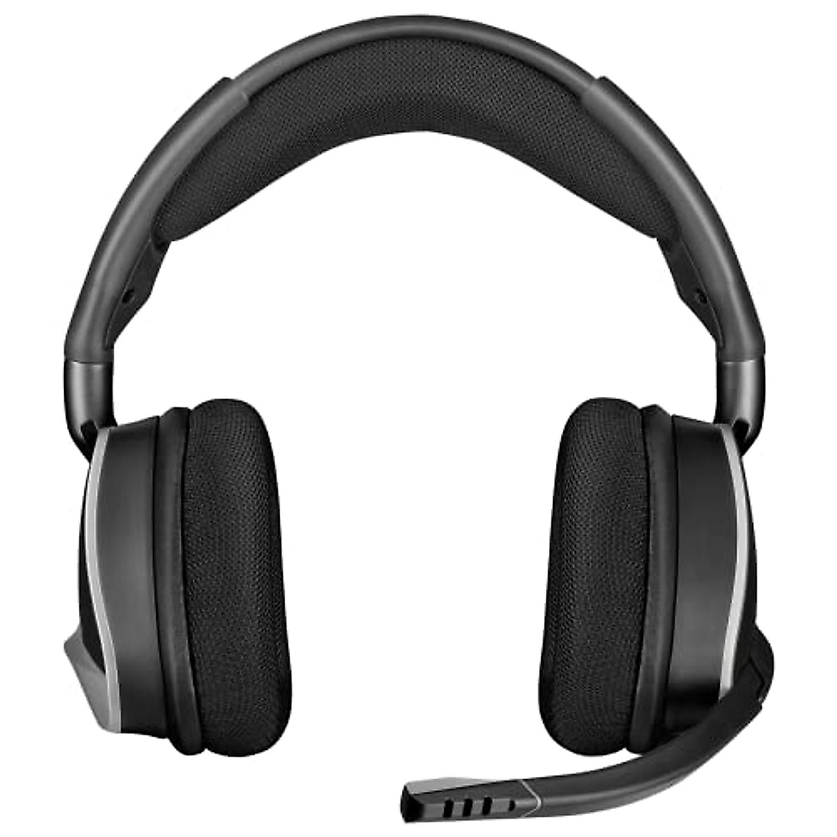 Corsair VOID RGB ELITE Wireless Premium Gaming Headset with 7.1 Surround Sound, Silver Edition (Microfiber Mesh Fabric, Omnidirectional Microphone, Up to 40ft of Range, On-Ear Controls, RGB Lighting)