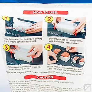 JapanBargain 3186, Japanese Musubi Maker Musubi Mold Hawaii Luncheon Meat Sushi Press Rice Ball Mold