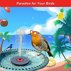 GAIZERL Solar Fountain with Red Flower - Attract Birds - 2024 Upgrade 3.5W Solar Bird Bath Fountains, Solar Powered Water Feature Fountain Pump with 7 Nozzles for Hummingbirds, Garden, Pool, and Pond