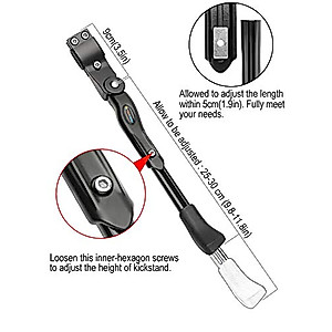 TOPCABIN Bicycle Adjustable Aluminium Alloy Bike Bicycle Kickstand Side Kickstand Fit for 22" 24" 26"- Black