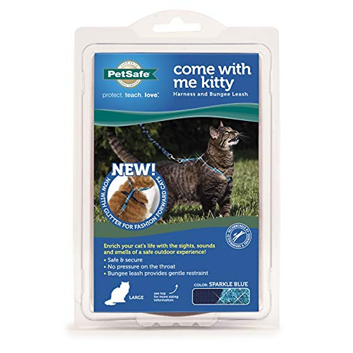 PetSafe Come With Me Kitty Glitter Harness and Bungee Cat Leash, Large