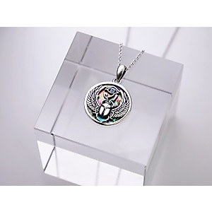 PELOVNY Eye of Horus Necklace Scarab Pendant Sterling Silver Eye of Providence Horus Eye Ancient Egyptian Protection Amulet All-Seeing-Eye Necklace for Women