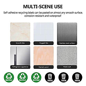 Recycle Sticker, Self-Adhesive Recycle And Trash Bin Logo Stickers, Round Logo Sign Recycle Sticker For Trash Can Recycle Bin Garbage Containers, Recycling Sticker For Kitchen Waterproof(5in X 5in,6packs)