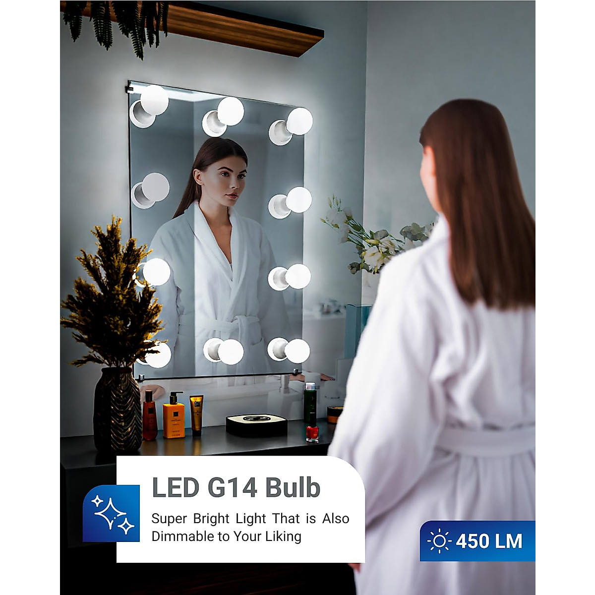 Sunco Lighting - 10 Pack E12 LED Bulbs Candelabra CRI92 5000K Daylight, 5W Equivalent 40W, 450 Lumens, Small Edison Screw Base E12, Non-Dimmable, Frosted Decorative G14 Globe Vanity Light Bulbs UL