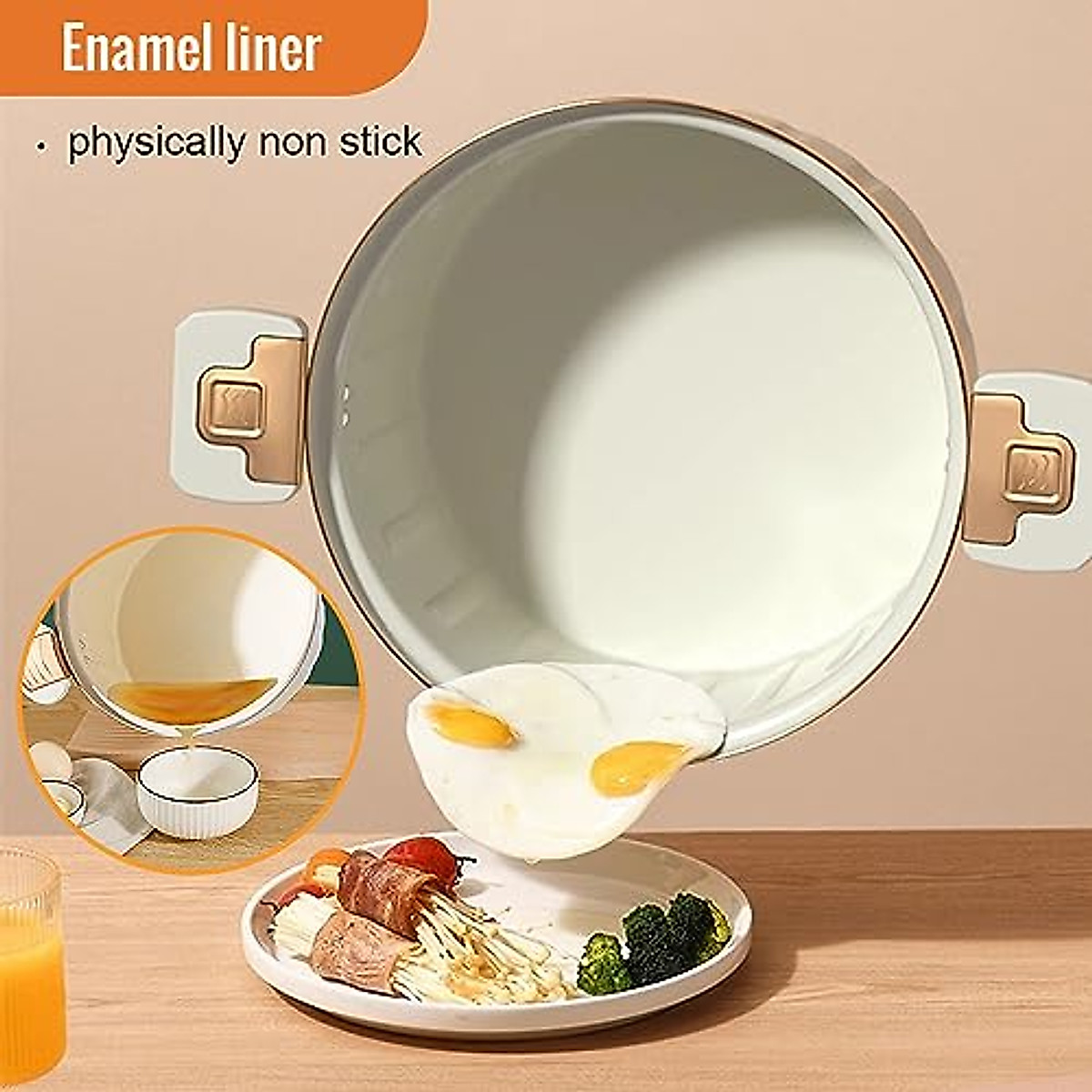 Non-stick Enamel Micro Pressure Cooker, 8L Large Capacity Non-stick Pan Pressure Cooker, Push-Pull Lock Pressure Cooker Soup Stew Pot Enamel Soup Pot, Multifunctional Time Saving Stockpot (8L_White)