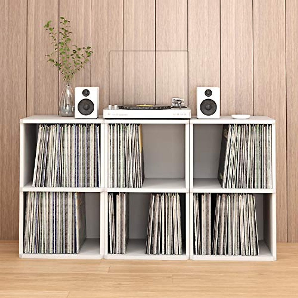 Way Basics Vinyl Record Storage - 2 Tier Book Shelf Turntable Stand (Fits 170 Albums)