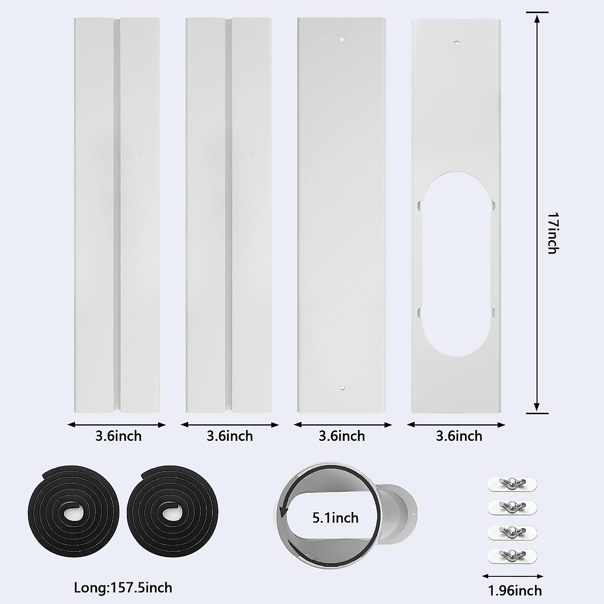 habibee Portable Air Conditioner Window Vent Kit Adjustable AC Window Vent Kit with Window Seal Sliding Air Conditioner Window Kit for Exhaust Hose with 5.1Inches Diameter