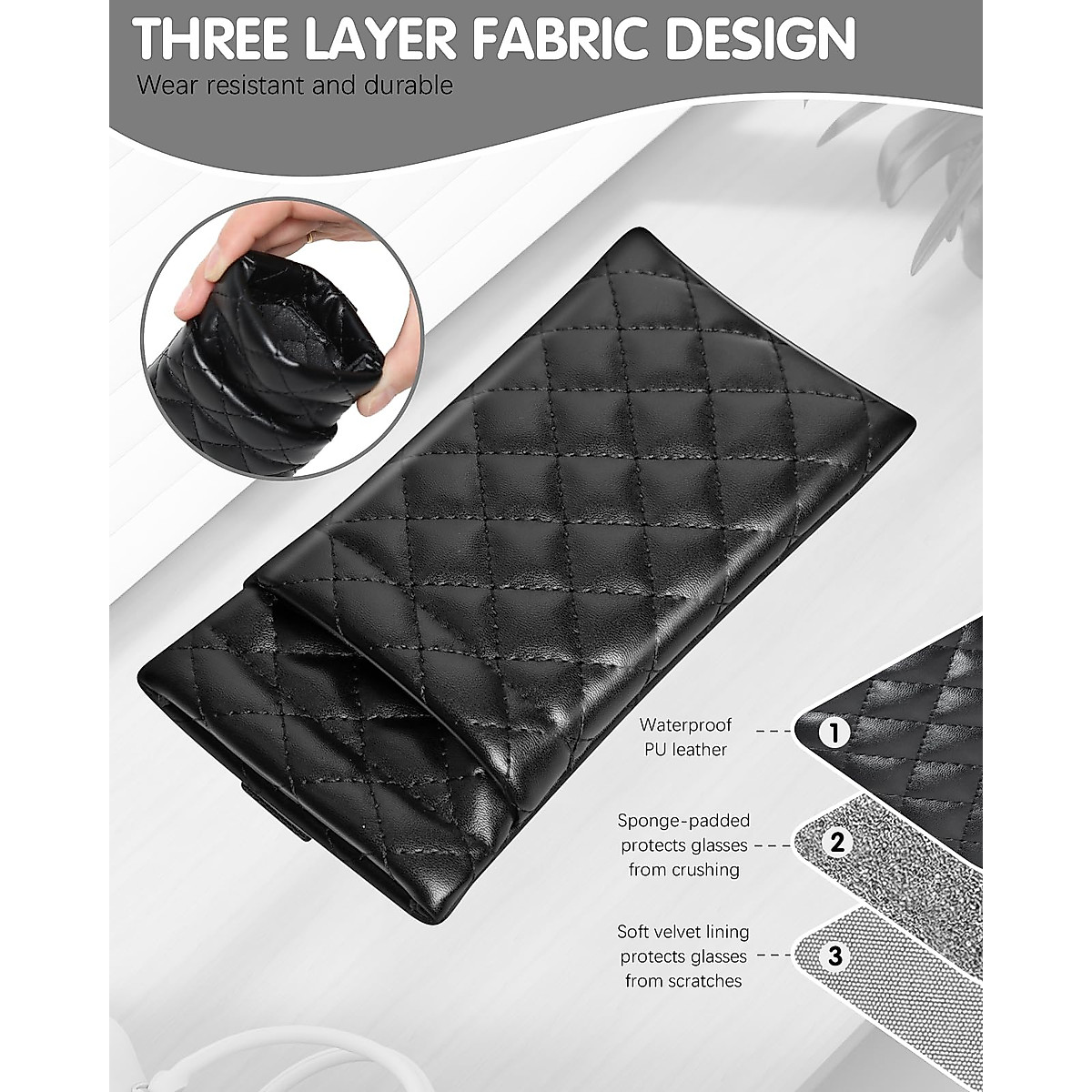 Double Soft Glasses Case Pu Sunglasses Case Squeeze Top Eyeglass Case Pouch Bag (Pink)