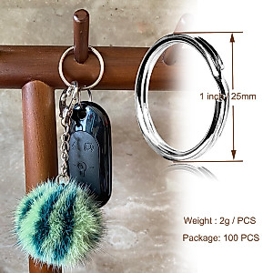 Key Ring/Key Chain, 50 Pack 1 inches Split Round Metal Silver Keyring for Home/Car/Outdoor/Arts/Lanyards/CraftsKeys Organization