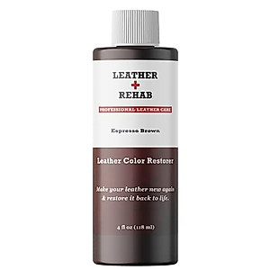 Leather Rehab Leather Color Restorer - Espresso Brown - Repair Furniture, Couch, Car Seat, Shoes, Jacket, Bag, Boots and Vinyl - 4 oz.