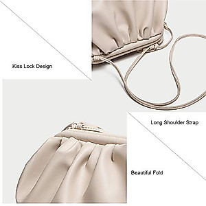 KOOIJNKO Womens Pouch Dumpling Crossbody Bag Cloud Handbag Soft Clutch Purse Shoulder Bag, White