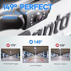 eRapta Backup Camera Rear View License Plate, 45° Adjustment Bracket with 149° Perfect Angle, Night Vision, IP69K Lever Waterproof for Pickup Truck Car SUV Sedan Truck