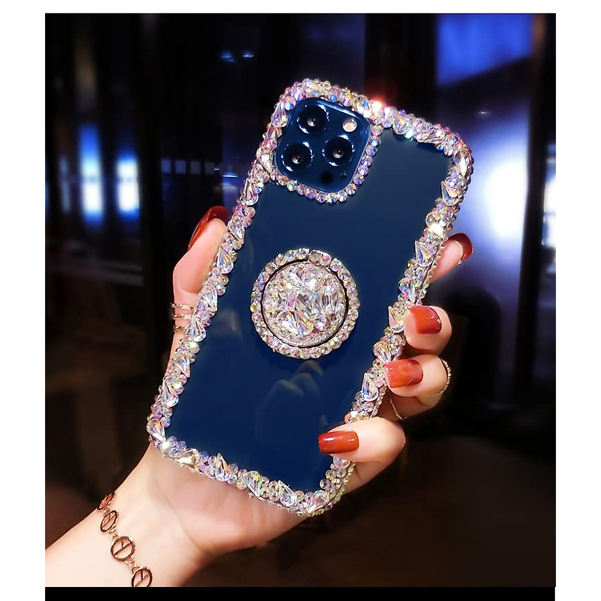 redecarie for Galaxy Note 10 Plus Case,Luxury Bling Glitter Diamond Ring Holder Kickstand Sparkle Crystal Rhinestone Women Girls Kids Clear Protective Phone Cover for Samsung Galaxy Note 10 Plus