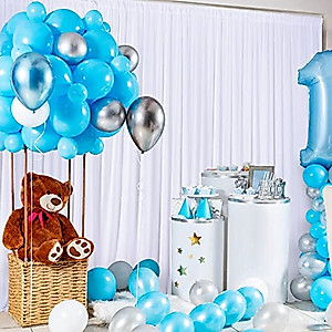 40ft×10ft Wrinkle Free White Backdrop Curtain for Wedding Party, 8 Panels 5×10ft Thick Silky Polyester Photo Backdrop Drapes Curtains for Parties Birthday Baby Shower Baptism Photography Home Decor