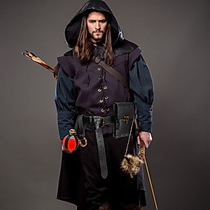 Magibag Renaissance Belt Pouch Waist Bag Pouch Skirt Hike Medieval Bag Ren Faire Costume Accessories for Halloween (Potion Bottle-Black)