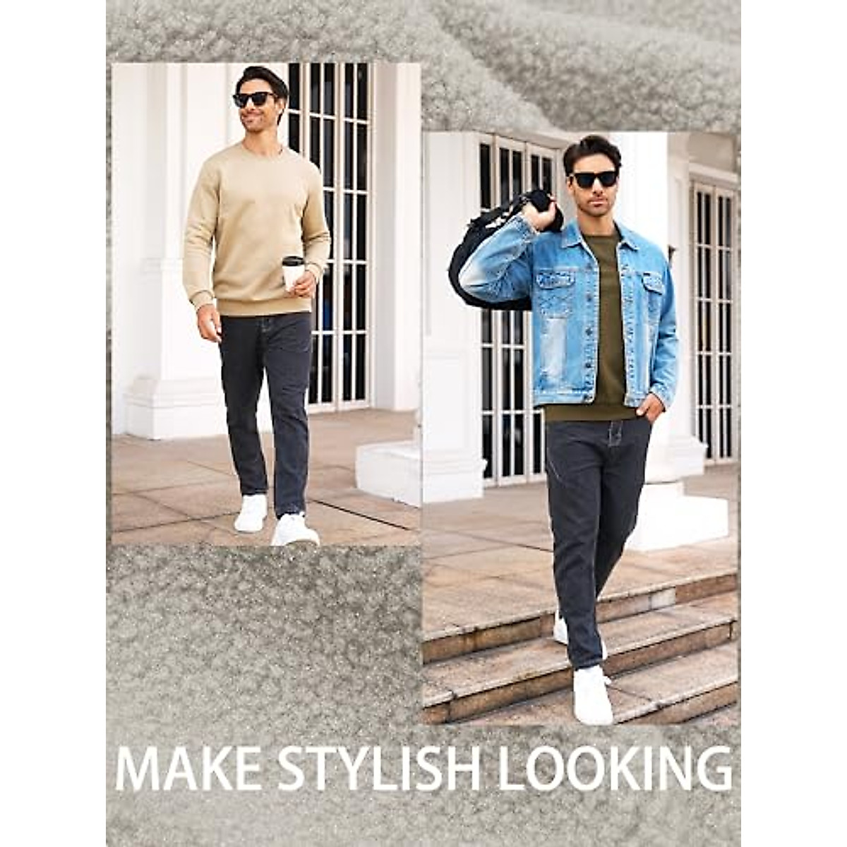 MAGCOMSEN Sudaderas De Hombre Black Sweatshirt Black Sweatshirts For Men Black Crew Neck Sweater Fleece Pullover Men