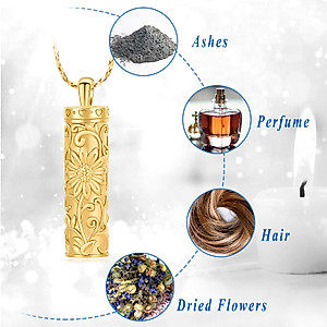 QGJNSGC Cylinder Urn Necklace for Ashes for Women Men Sunflower Cremation Jewelry Vial Memorial Pendant