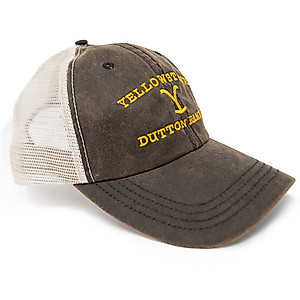 Yellowstone Dutton Ranch Logo Hat - Authentic Brown Washed Design with Embroidered Logo - As Seen on Yellowstone - Adjustable Hook Closure - Officially Licensed