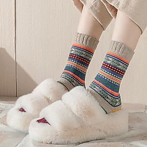 Loyaidn 5 Pairs Womens Wool Socks - Thick Soft Women's Socks, Winter Warm Boot Socks for Women Men, Fall Socks, Multicolored