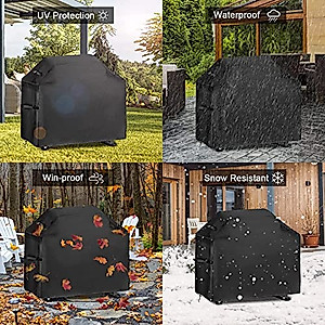 LBW 58'' Grill Cover for Outdoor Grill，BBQ Grill Cover Waterproof with UV and Fade Resistant，420D Barbecue Grill Cover for Travel,Picnic,Patio or Garden, Black